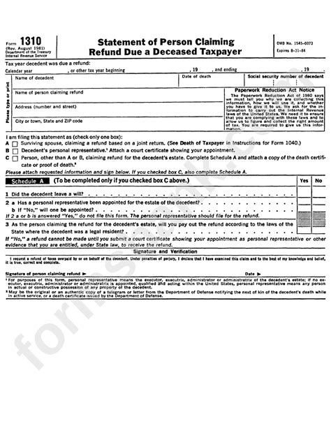 Irs Form 1310 Printable Printable Forms Free Online