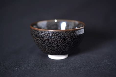 天目型ぐい呑 銀油滴 Shinemongama 真右ェ門窯 伊万里有田焼日本酒酒器 Takumi Japan
