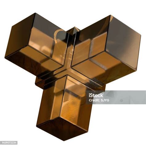 금 투명 유리와 같은 3 개의 큐브가 조립 된 기하학 추상적 극적 열정 고급스럽고 독점적 인 격리 된 3d 렌더링 그래픽 디자인 요소 배경 재료 K Pop에 대한 스톡 사진