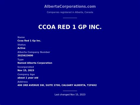 Ccoa Red 1 Gp Inc Calgary Alberta