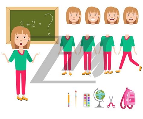 دانلود وکتور کاراکتر کارتونی دختر دانش آموز دانلود رایگان فایل لایه