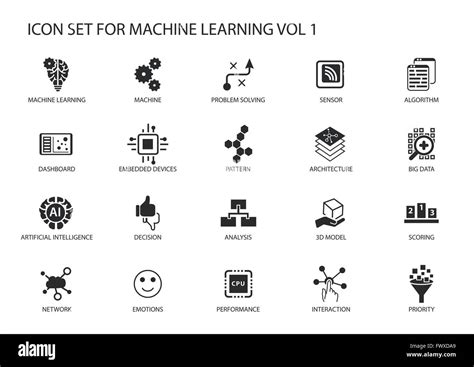Smart Machine Learning Vector Icon Set Symbols For Emotions Stock Vector Art And Illustration