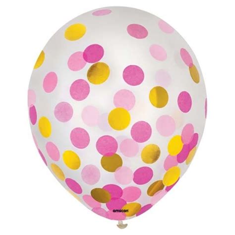 12 Confetti Filled Pink And Gold Latex Balloons 6bag Balloon