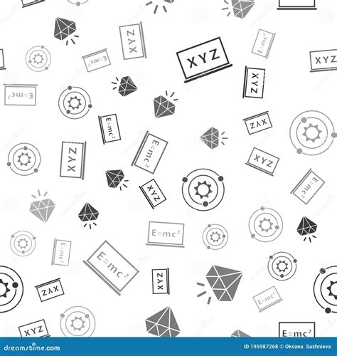 Set XYZ Coordinate System Diamond Solar System And Equation Solution On Seamless Pattern