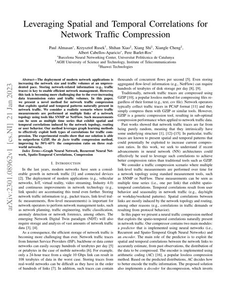 pdf leveraging spatial and temporal correlations for network traffic