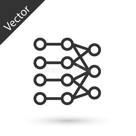 Grey Line Neural Network Icon Isolated On White Background Artificial