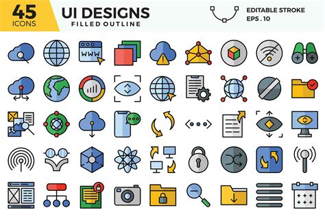 Ui Design Filled Outline Icons Set The Collections Include For Web Design App Design Ui