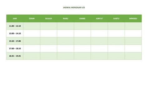 Contoh Jadwal Mengajar Lesdocx