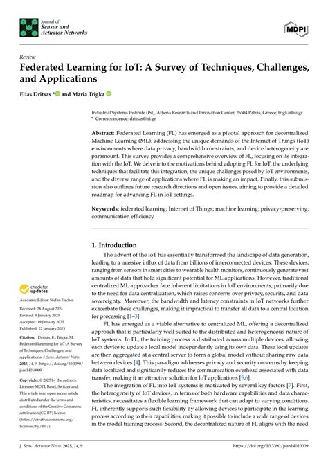 Pdf Federated Learning For Iot A Survey Of Techniques Challenges