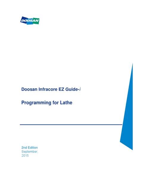 Doosan Infracore Ez Guide I Programming For Lathe Pdf Machine Tool Drilling