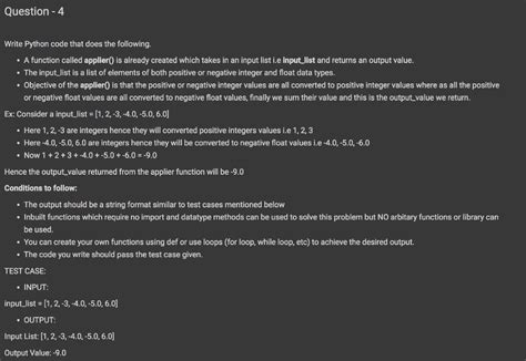 Solved Question Write Python Code That Does The Chegg