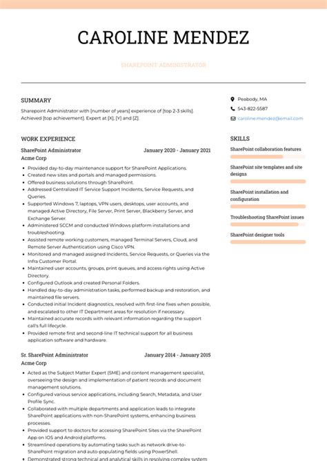 10 Sharepoint Administrator Resume Examples That Work
