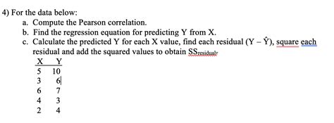 Solved For The Data Below A Compute The Pearson