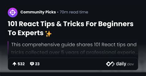 Mahesh Kunwar On Linkedin 101 React Tips And Tricks For Beginners To Experts Dailydev
