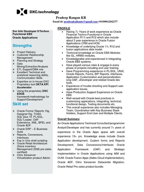 Strengths Pradeep Rangan Kr Download Free Pdf Oracle Corporation