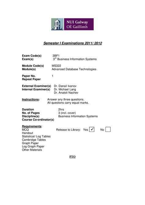 World Wide Web Advanced Database Technologies Exam Docsity