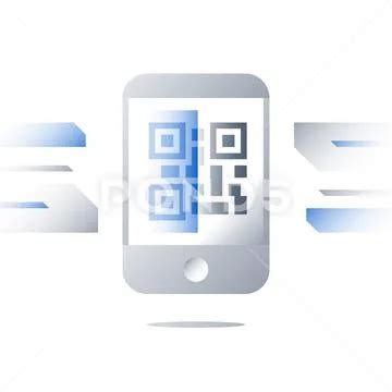 Scanning QR Code Recognition Concept Mobile Phone Screen Vector Flat