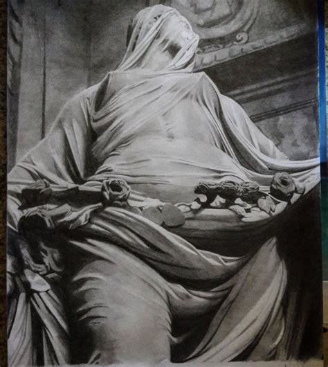 Done On A3 Paper With Pencila Statue By Antonio Corradini His