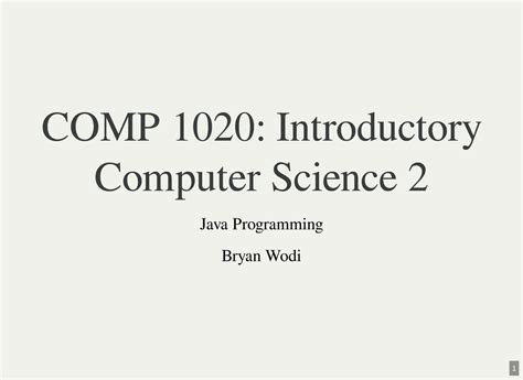 Java Review Comp 1020 Notes Comp 1020 Introductorycomp 1020