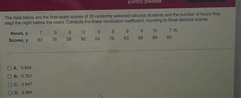Answered Point S Possible The Data Below Are The Final Exam Scores Of