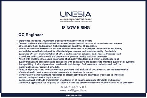 Unesia Aluminium Contracting On Linkedin Hiringnow Hiringimmediately