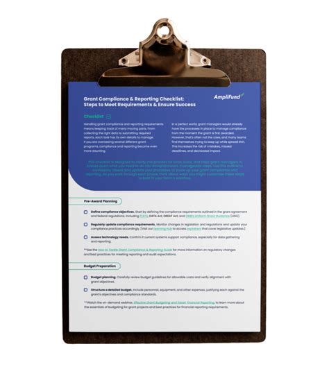 Grant Compliance And Reporting Checklist Steps To Meet Requirements And Ensure Success Amplifund