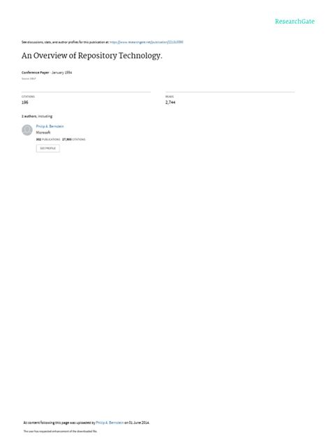 An Overview Of Repository Technology Pdf Databases Relational Database
