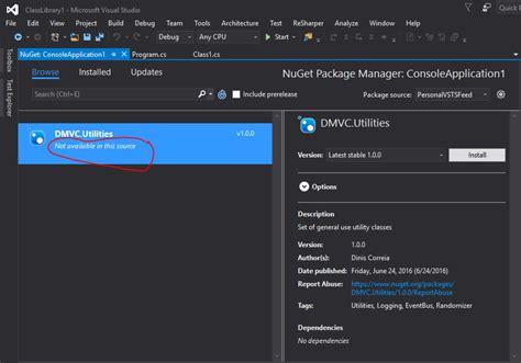 Nuget Vsts Package Management Package Description Not Showing In Vs 2015 Stack Overflow