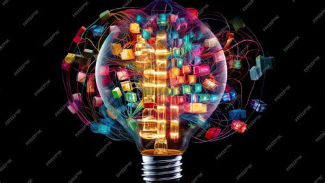 Premium Ai Image A Light Bulb Is Shown Through Rainbow Colored Thread Surrounding The In The