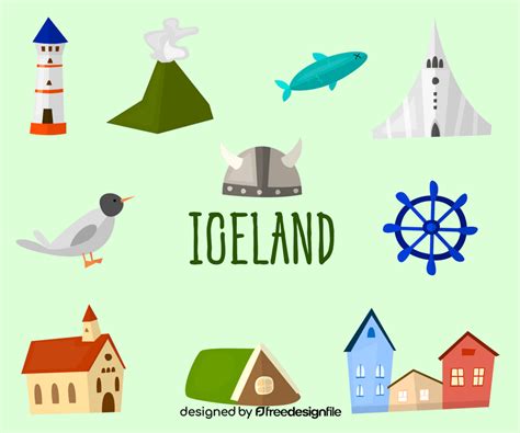 Iceland Tourist Attractions Vector Free Download
