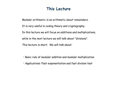 PPT Modular Arithmetic I PowerPoint Presentation Free Download ID 4034562
