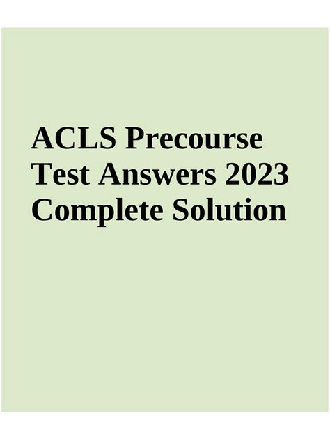 SOLUTION Acls Precourse Test Answers 2021 Studypool