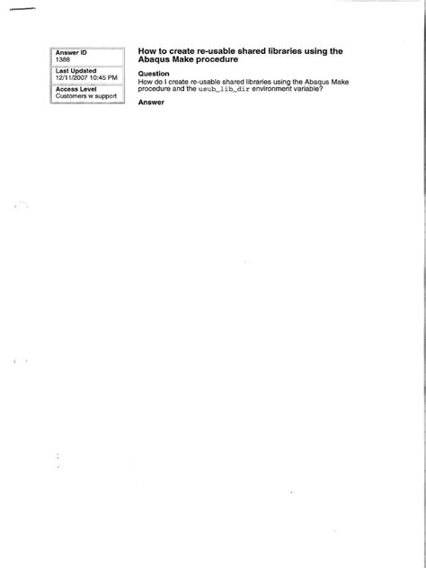 Create Re Usable Shared Libraries Using Abaqus Make Procedure Pdf Pdf