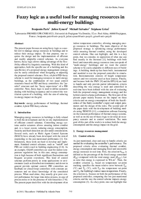 Pdf Fuzzy Logic As A Useful Tool For Managing Resources In Multi Energy Buildings