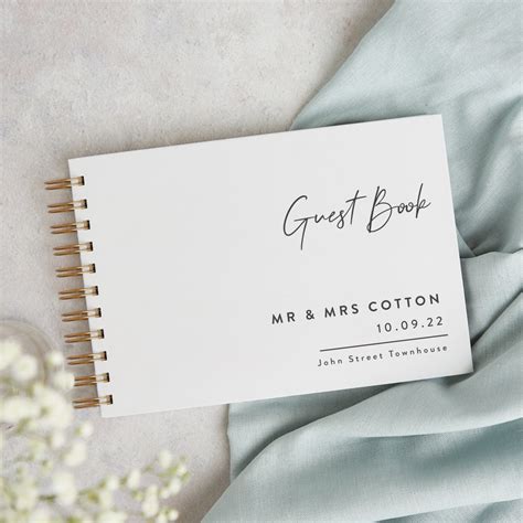 Minimal Script Wedding Guest Book Personalised Guest Book Custom