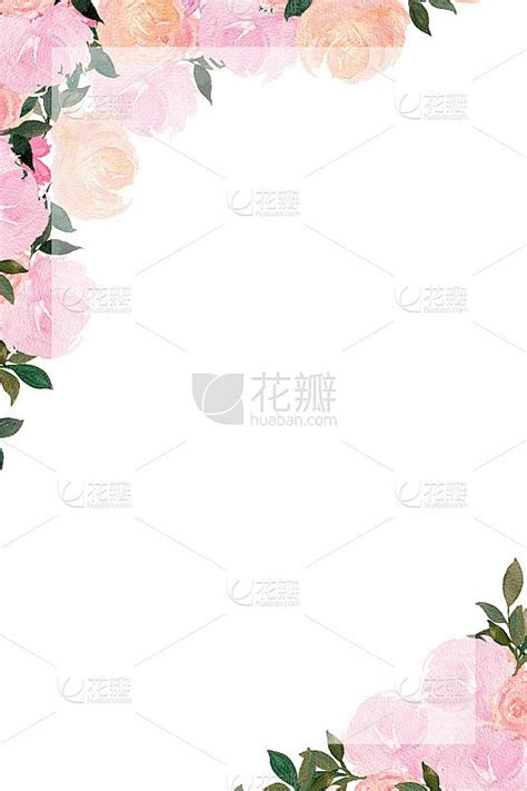 花框背景与复古牡丹花和复制空间，复古水彩花卉卡片设计母亲节，婚礼或邀请素材 花瓣网