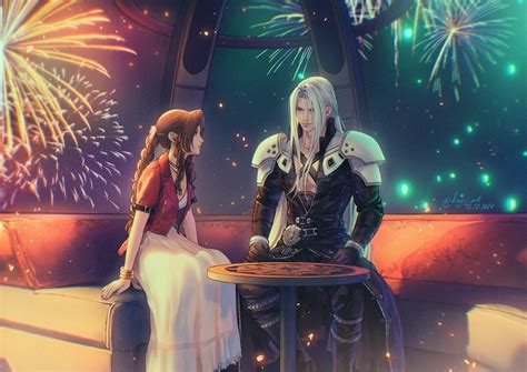 Aerith Gainsborough And Sephiroth Final Fantasy And 3 More Drawn By