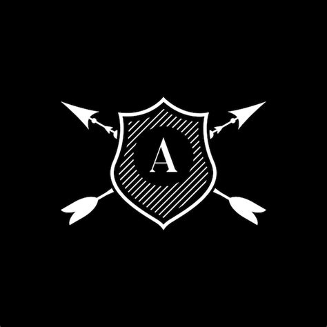 Flecha De Escudo En Estilo Vintage Proteger Los Iconos De La Línea De Seguridad Del Escudo Signo