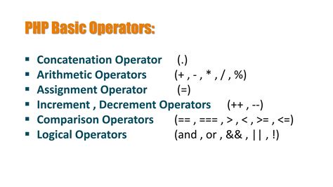 Introduction To PHP Operators PPTX Web Development Internet