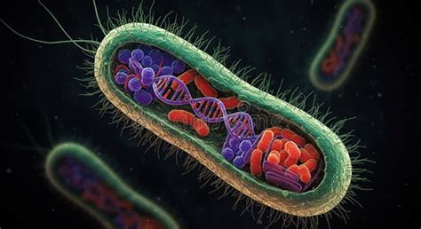 A 3d Illustration Of A Bacterium Highlighting Its Internal Structure The Cell Is Rod Stock