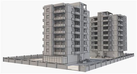 Bloques De Edificios De Apartamentos 3 Modelo 3d 49 3ds Fbx Max