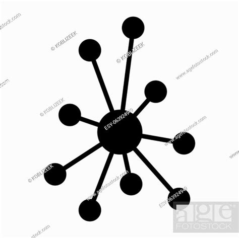 Hub Flat Network Icon Connect Structure Vector Symbol Isolated On White Background Stock