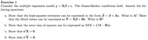 exercise 1 consider the multiple regression model y