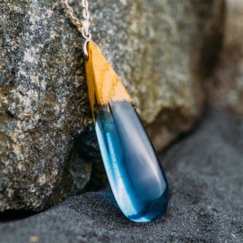 Wood Resin Necklace 5th Anniversary Personalized T Resin Wood