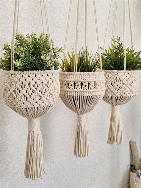 Подвесное макраме кашпо корзинка подвес из хлопка в интернет магазине Ярмарка Мастеров по цене