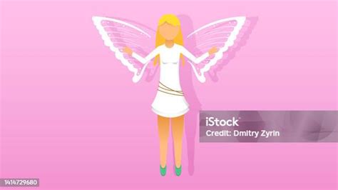 추상 플랫 천사 소녀 날개 비행 여자 만화 사람들 캐릭터 개념 일러스트 레이 션 벡터 디자인 스타일 공주에 대한 스톡 벡터 아트