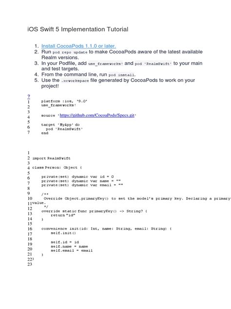 Realm Updated Tutorial Pdf Swift Programming Language Array