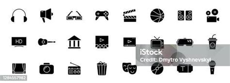 흰색으로 격리된 엔터테인먼트 실루엣 벡터 아이콘입니다 웹 모바일 앱 Ui 디자인 및 인쇄를 위한 엔터테인먼트 아이콘 세트 개체 그룹에 대한 스톡 벡터 아트 및 기타 이미지