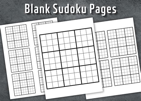 Blank Sudoku Pages Printable Blank Sudoku Sudoku Template Printable Sudoku Grids Instant