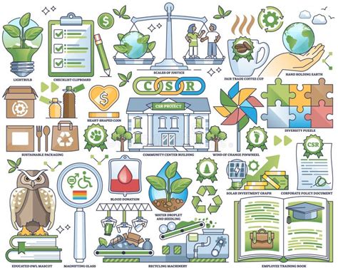 Corporate Social Responsibility Or Csr Business Outline Collection Set